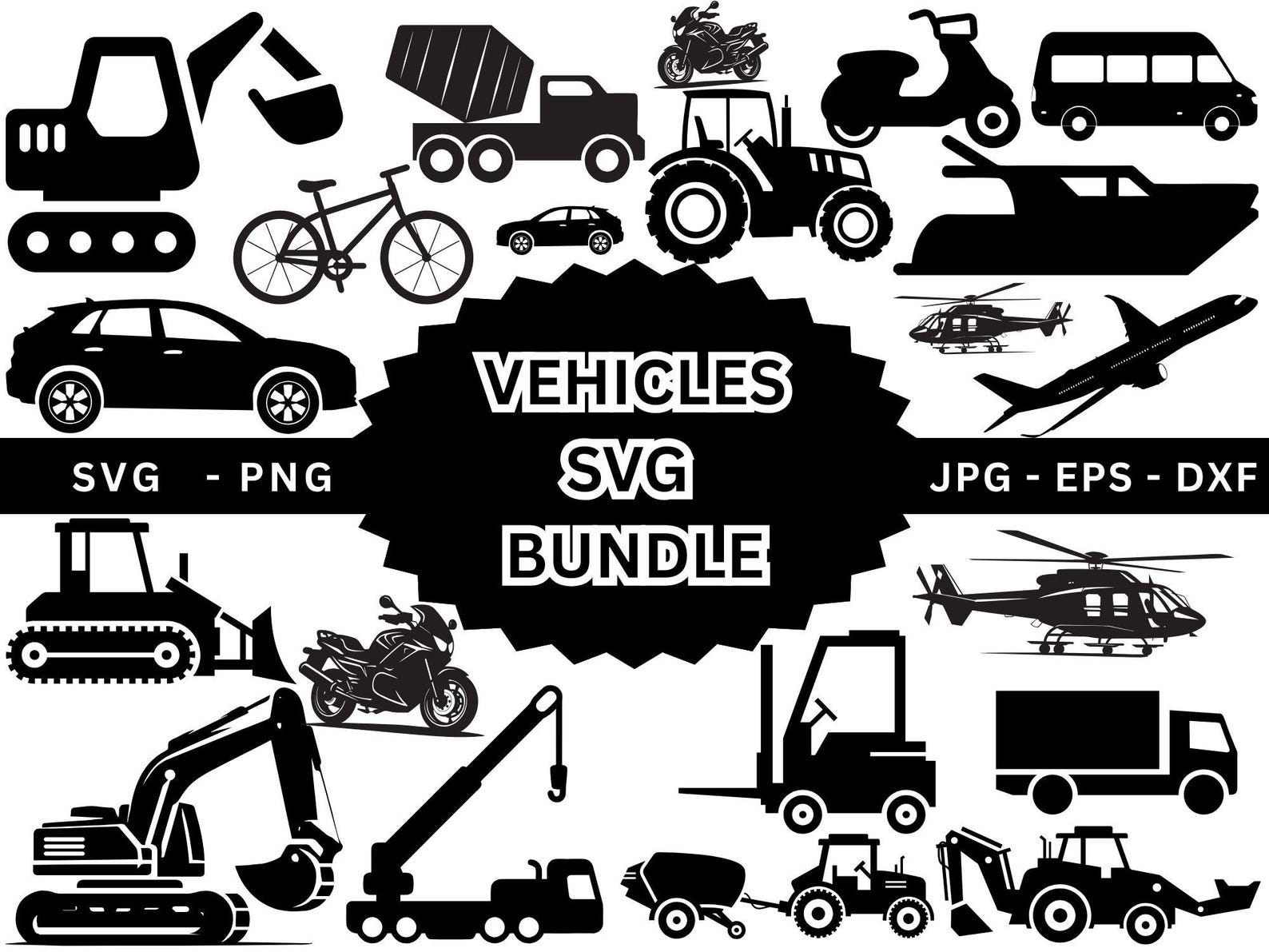 Vehicles Svg Bundle,construction Vehicle SVG Bundle,transportation Svg ...