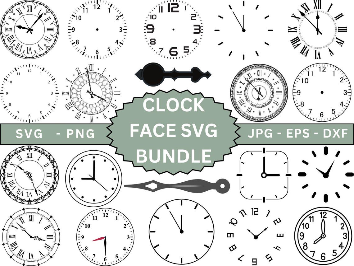 Clock Face Clipart, CLOCK FACE SVG Bundle, Clock Face Svg Cut Files ...