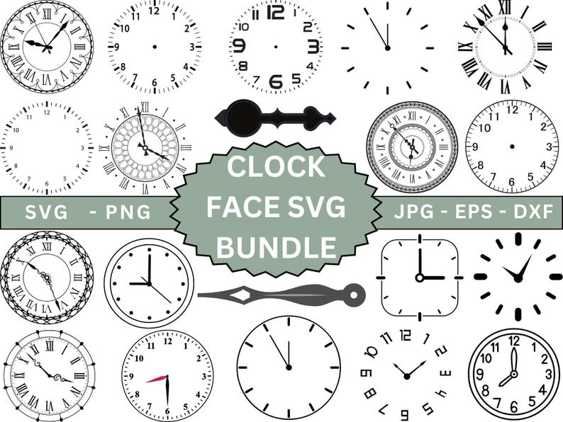 Clock Face Clipart, CLOCK FACE SVG Bundle, Clock Face Svg Cut Files ...