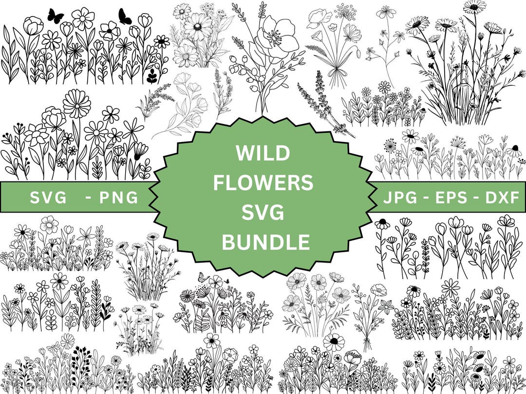 Wildflower Svg Bundle,wildflower Vector,floral Svg,wildflower Svg,hand ...