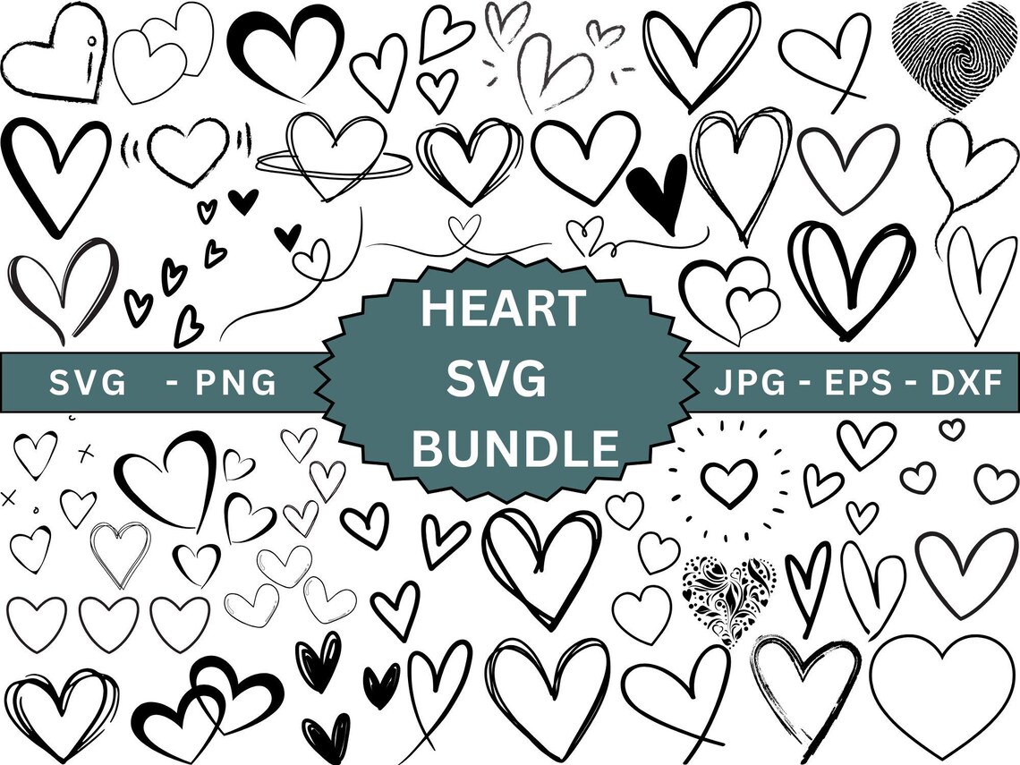 Heart Svg, Open Heart Svg, Sketch Heart Svg, Valentine Svg, Heart File ...