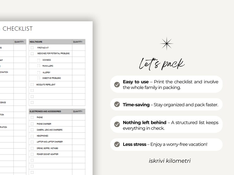 Travel Packing List – Printable | Pre-trip Checklist | Packing ...