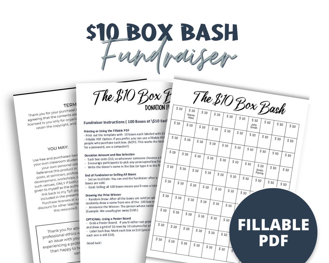 Fundraising Squares Clear the Board Fundraising Template Fundraiser ...