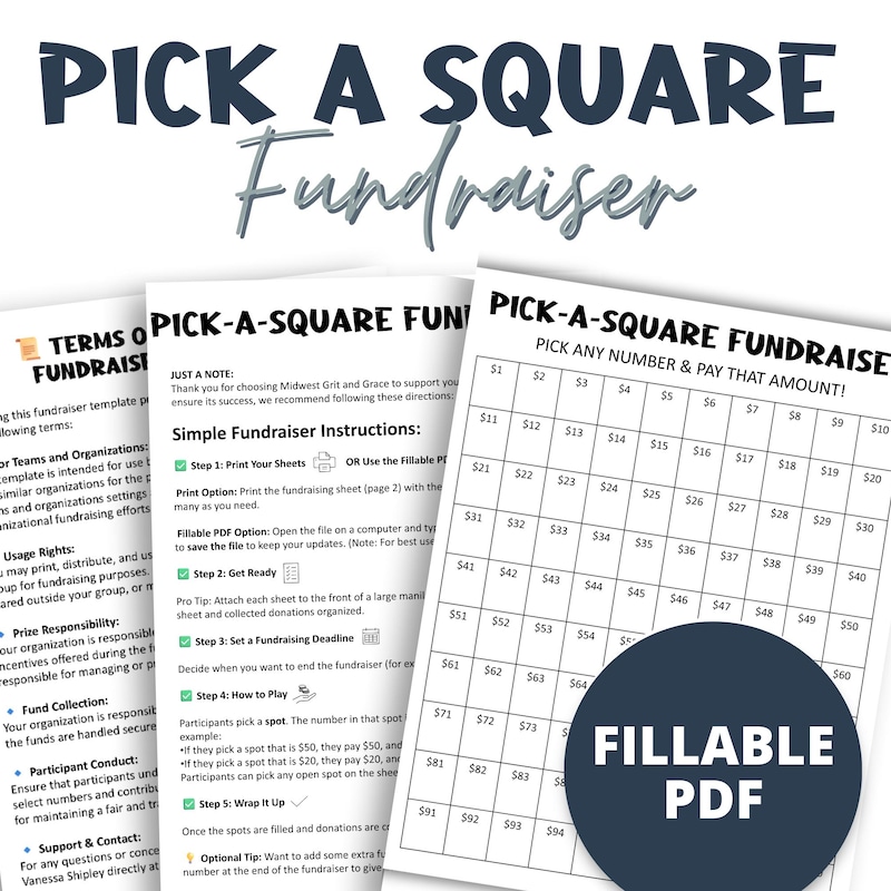 100 Square Raffle Board - Etsy Australia
