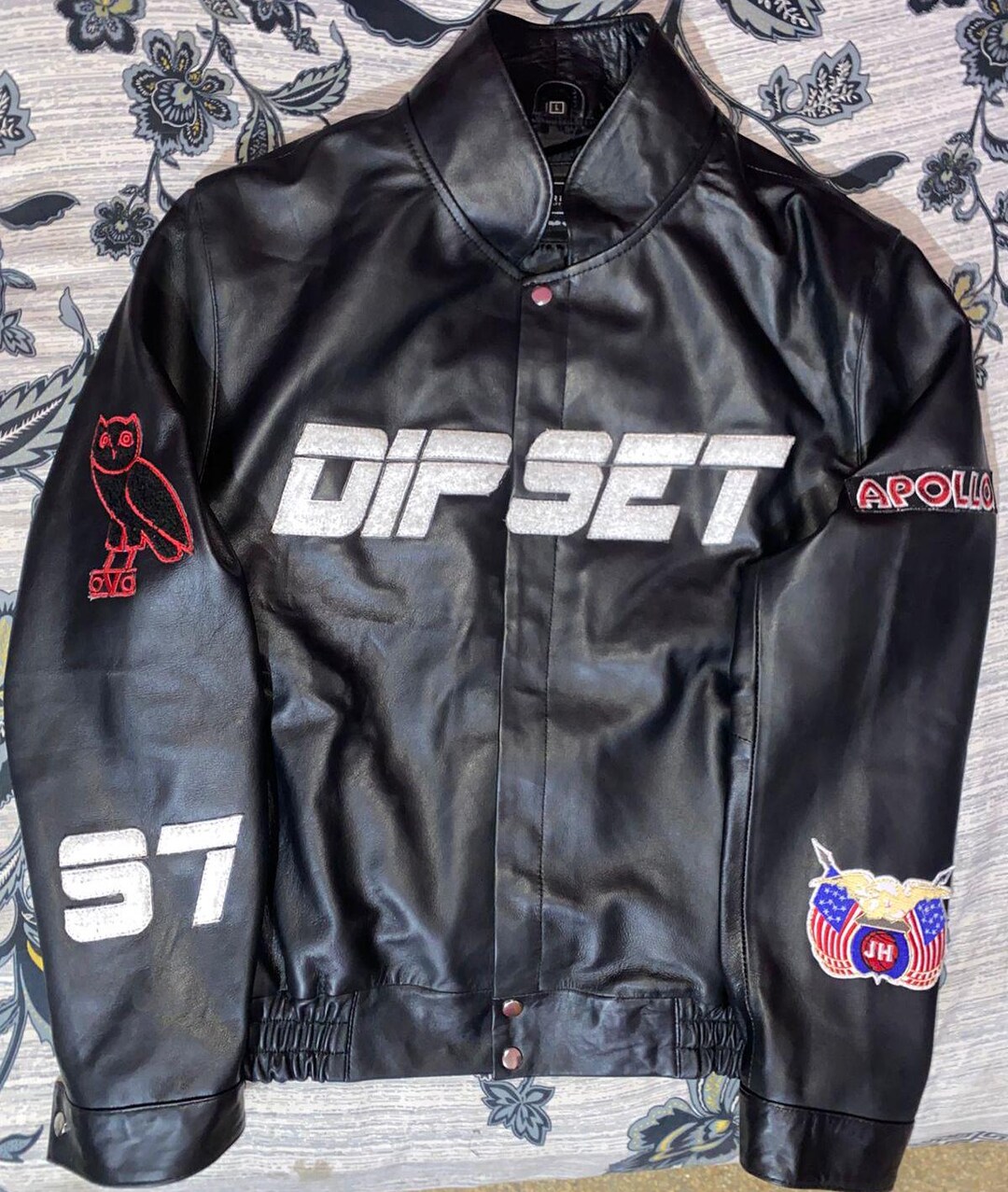 Men's OVO Dipset Diplomats Black Leather Jacket - Jeff Hamilton Design - Etsy