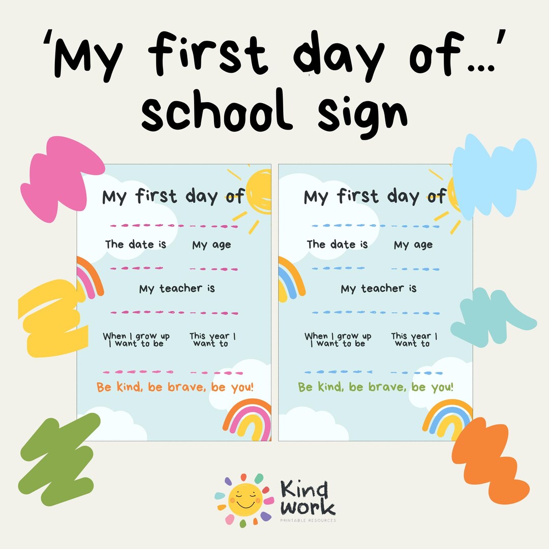 First Day of School Sign Printable | My First Day Sign | Back to School ...