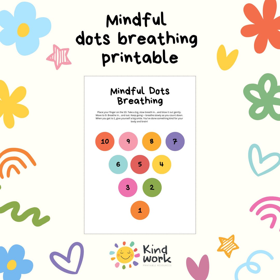 Mindful Breathing for Kids, Mindfulness Worksheet, Kids Calm Down ...
