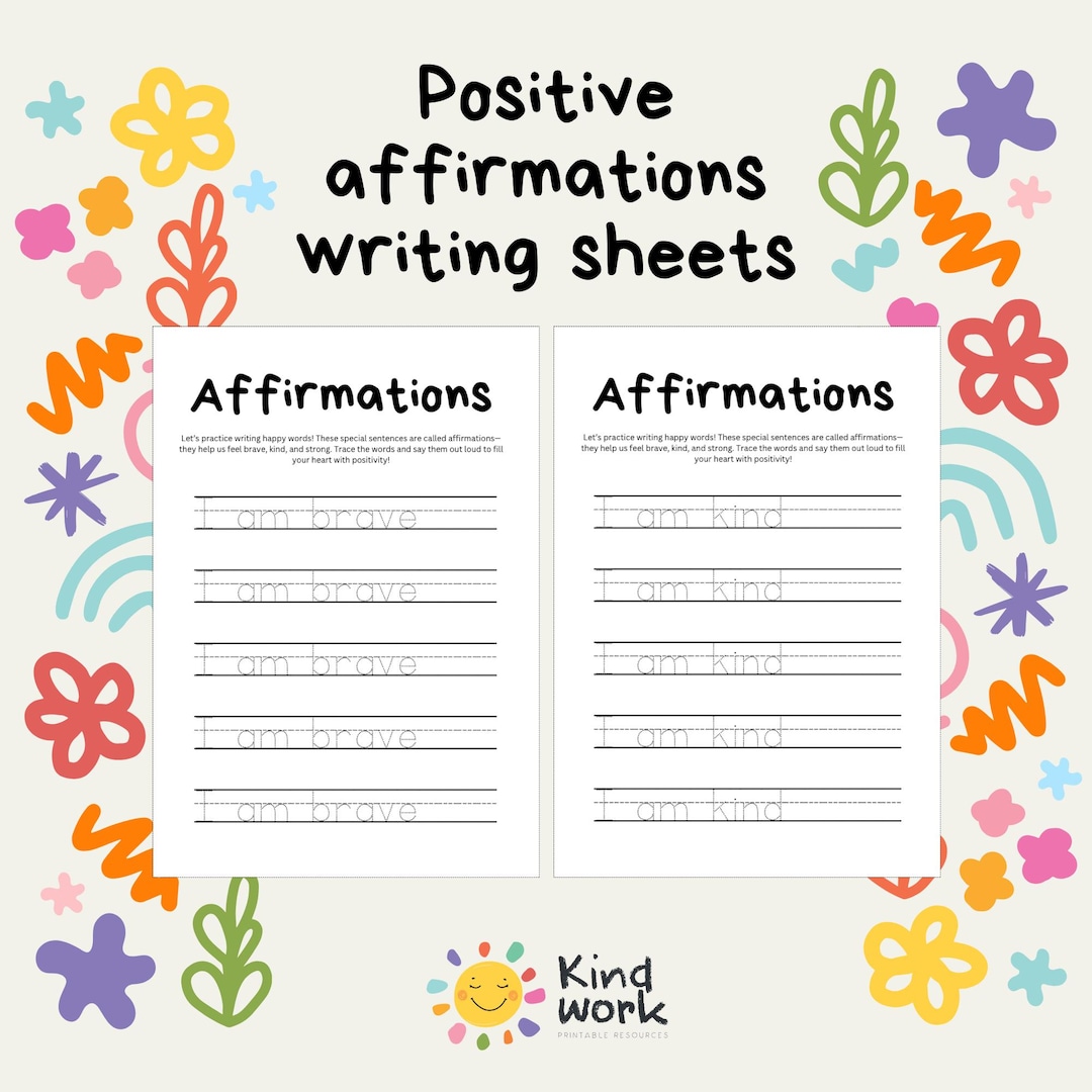 Handwriting Practice, Kids Affirmations Tracing Worksheets, Kids ...