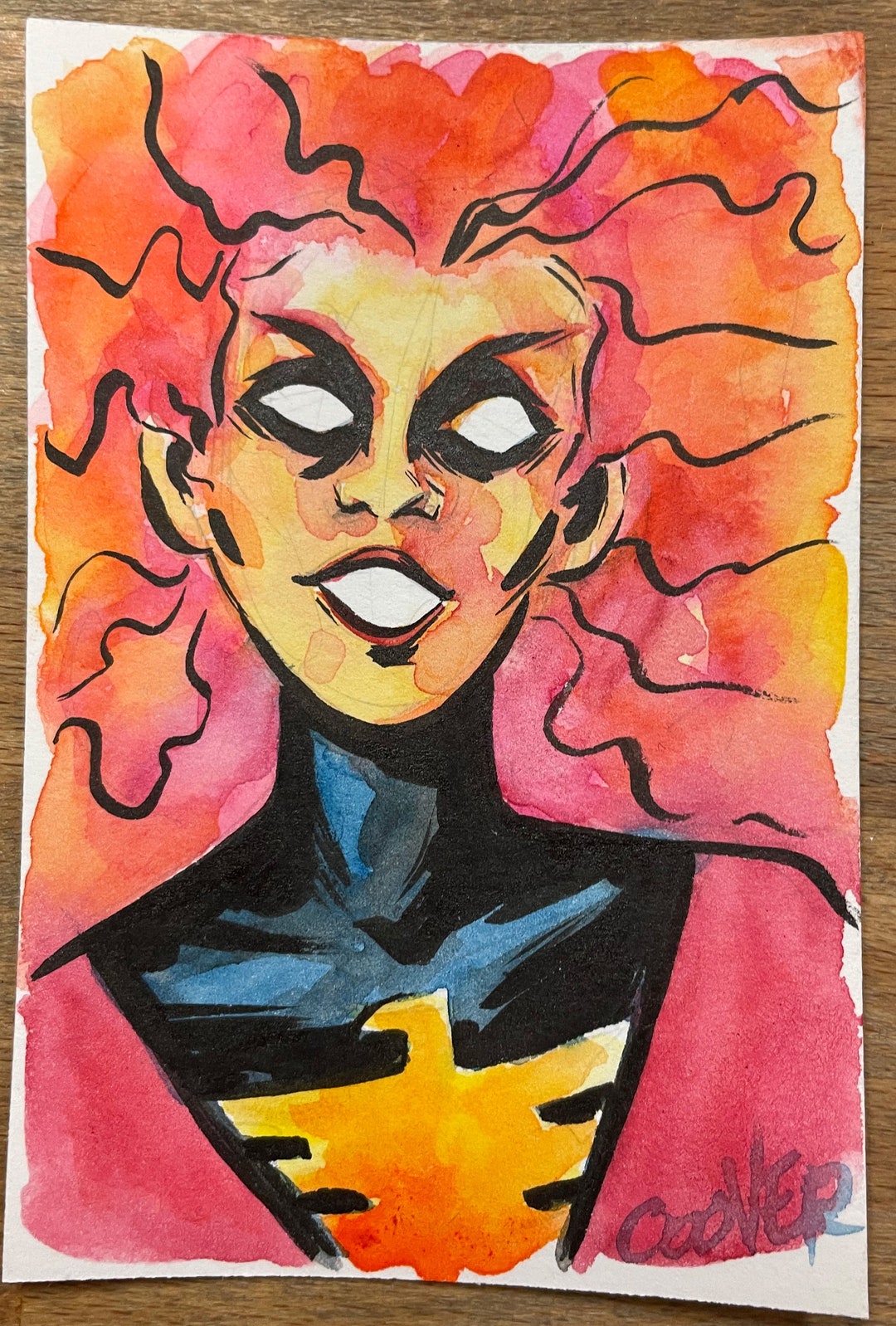 Colleen Coover Watercolor Sketchcard of Dark Phoenix. Free USA Shipping ...