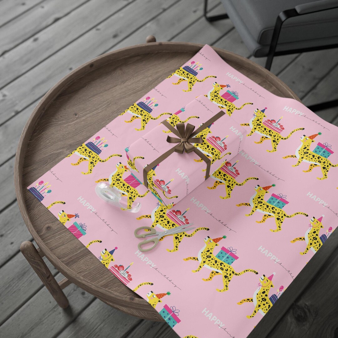 Cheetah Print Wrapping Paper: Preppy Animal Print Gift Wrap - Etsy