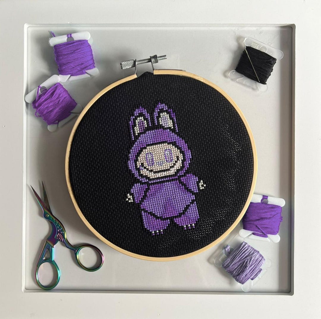 Purple Labubu Cross Stitch Pattern: Collectible Monster, DIY ...