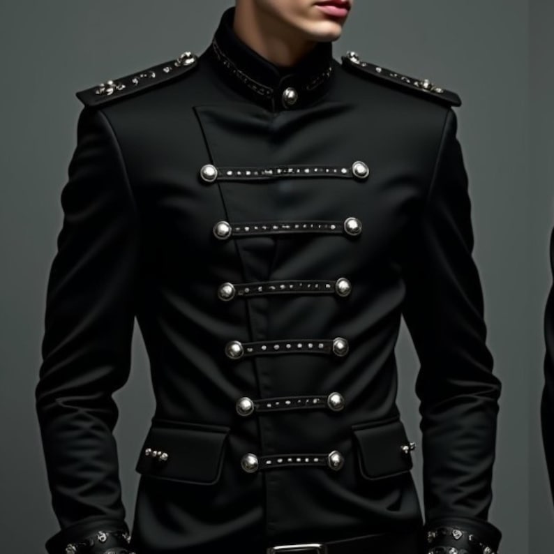 Handmade Gothic Military Jacket: Steampunk Band Uniform - Tailored Fit ...