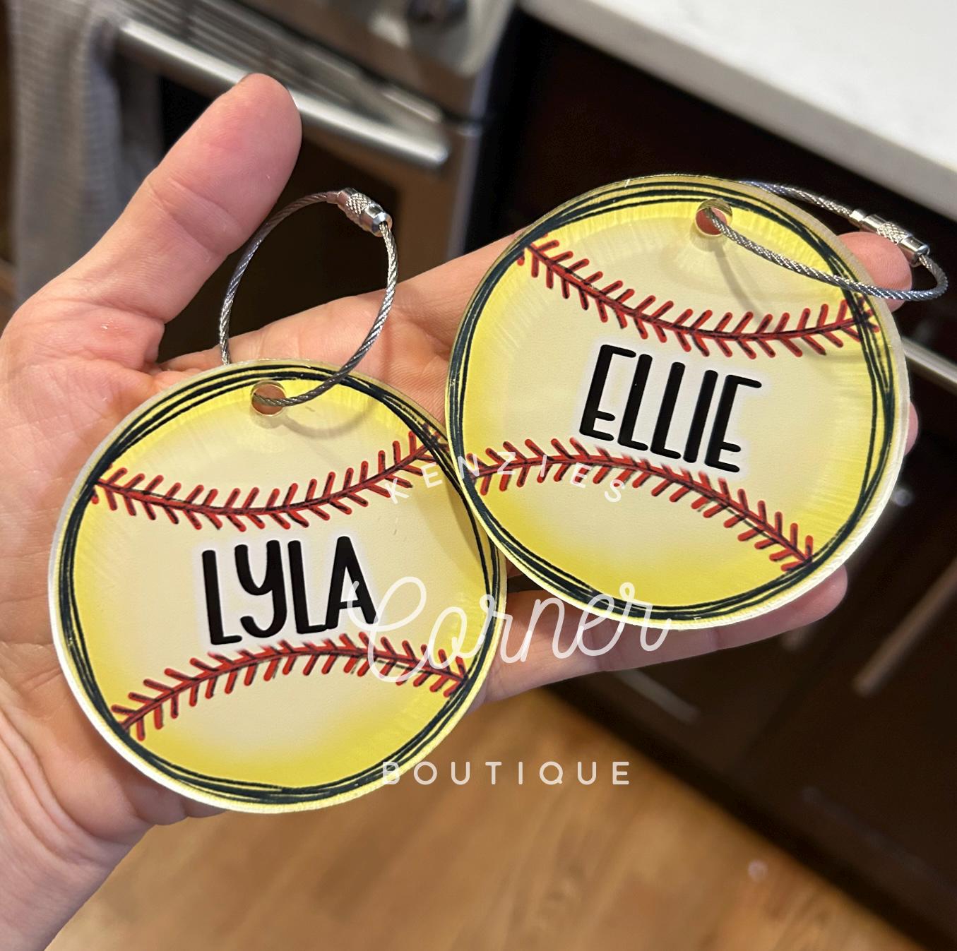 Acrylic Softball Bag Tag Personalized Softball Team Bag Charm, Sports ...