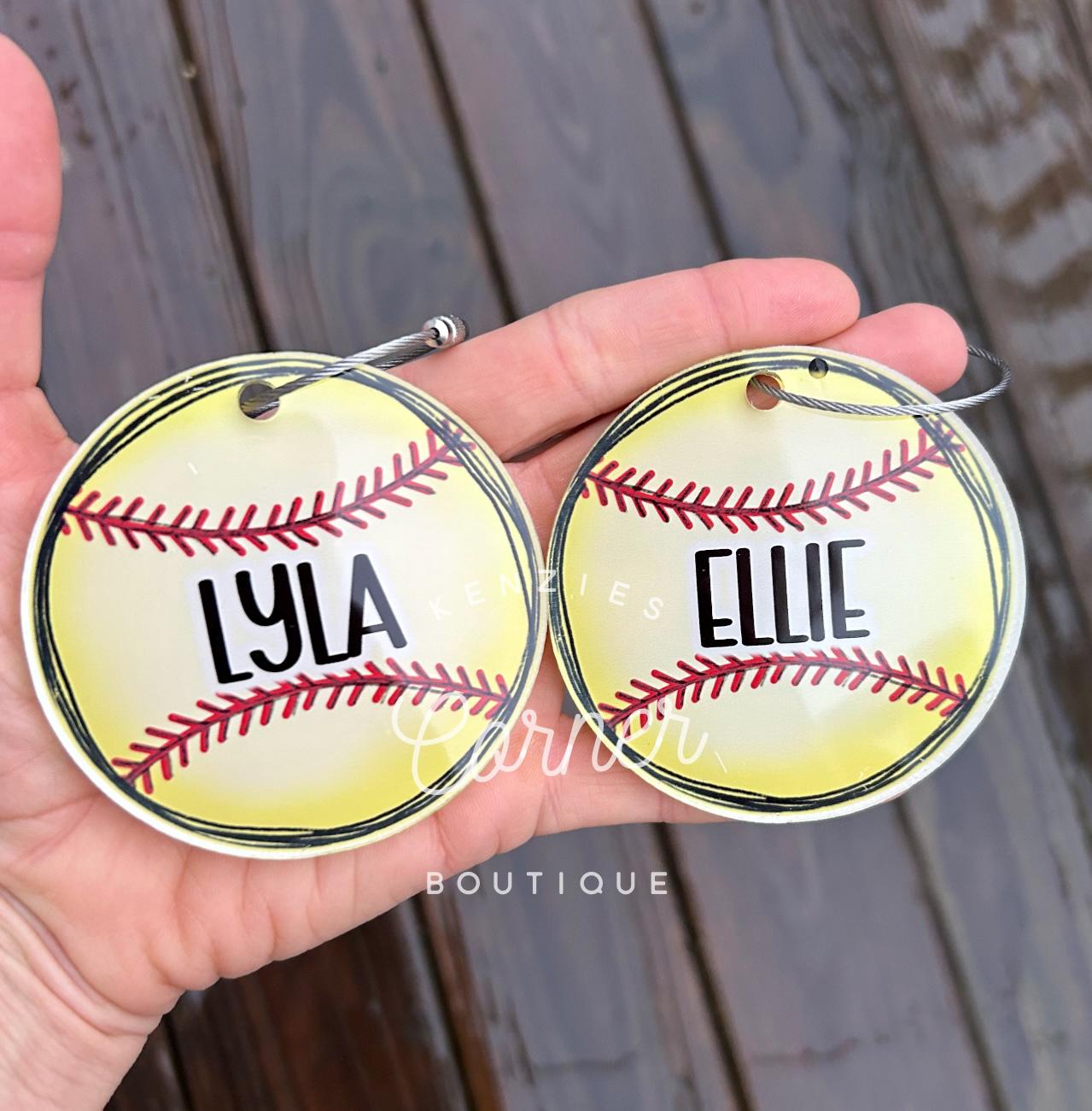Acrylic Softball Bag Tag Personalized Softball Team Bag Charm, Sports ...