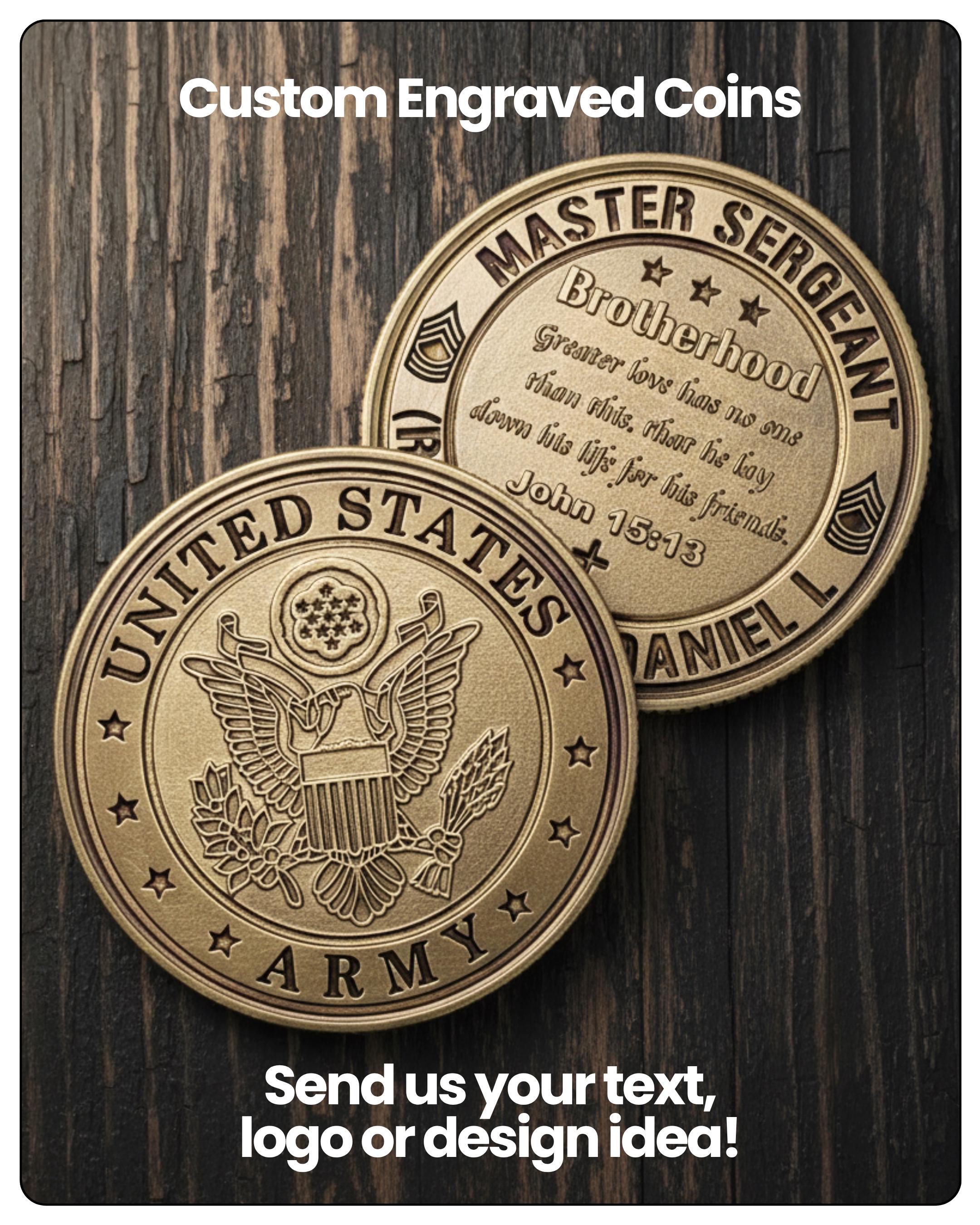 Custom Engraved Brass Challenge Coin: Personalized Military, Police ...