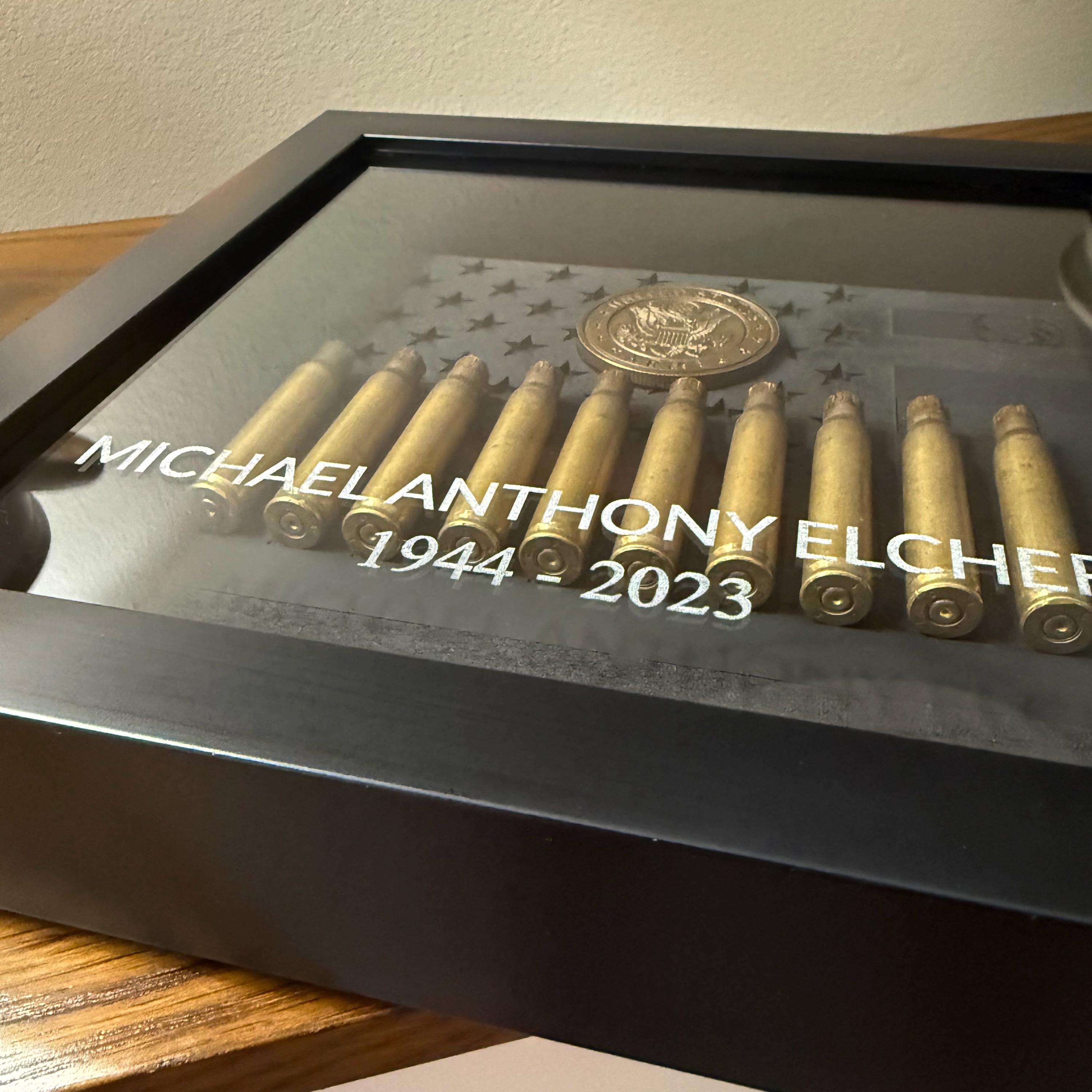 Personalized Military Memorial Shadow Box: Brass Casings & Engraved ...