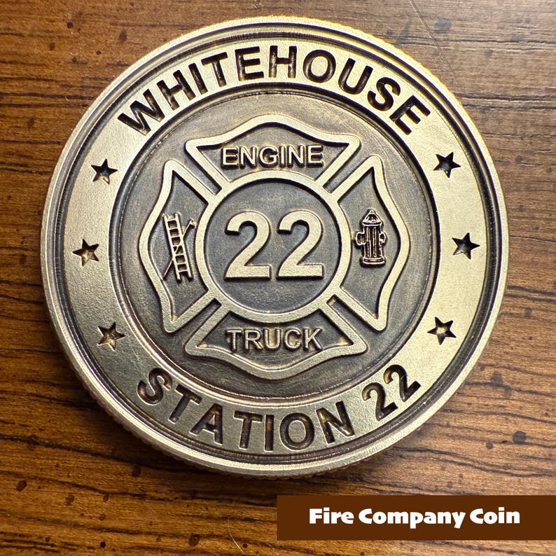 Custom Firefighter Challenge Coin - 40mm Laser Engraved Brass Coin ...