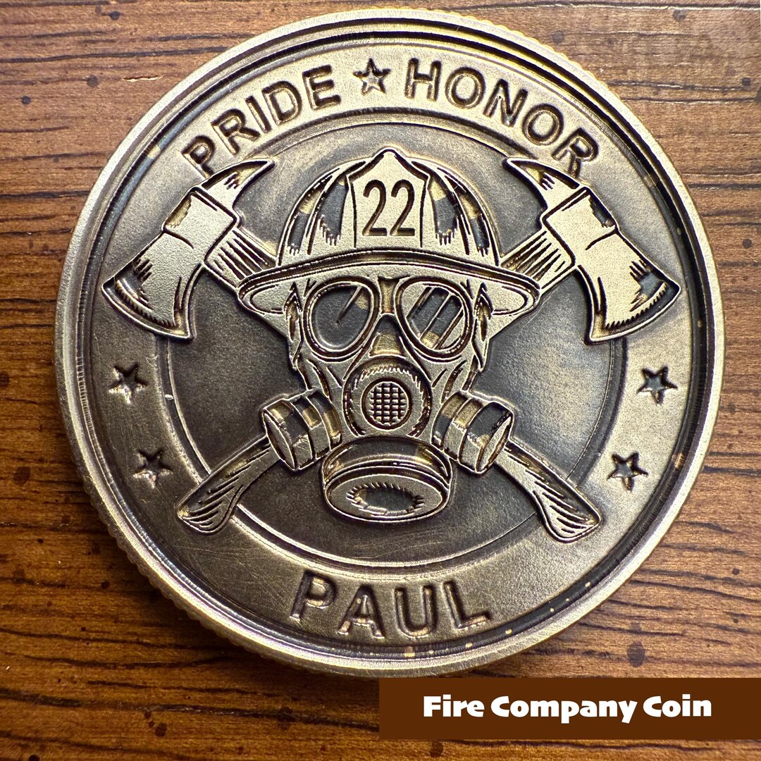 Custom Firefighter Challenge Coin - 40mm Laser Engraved Brass Coin ...