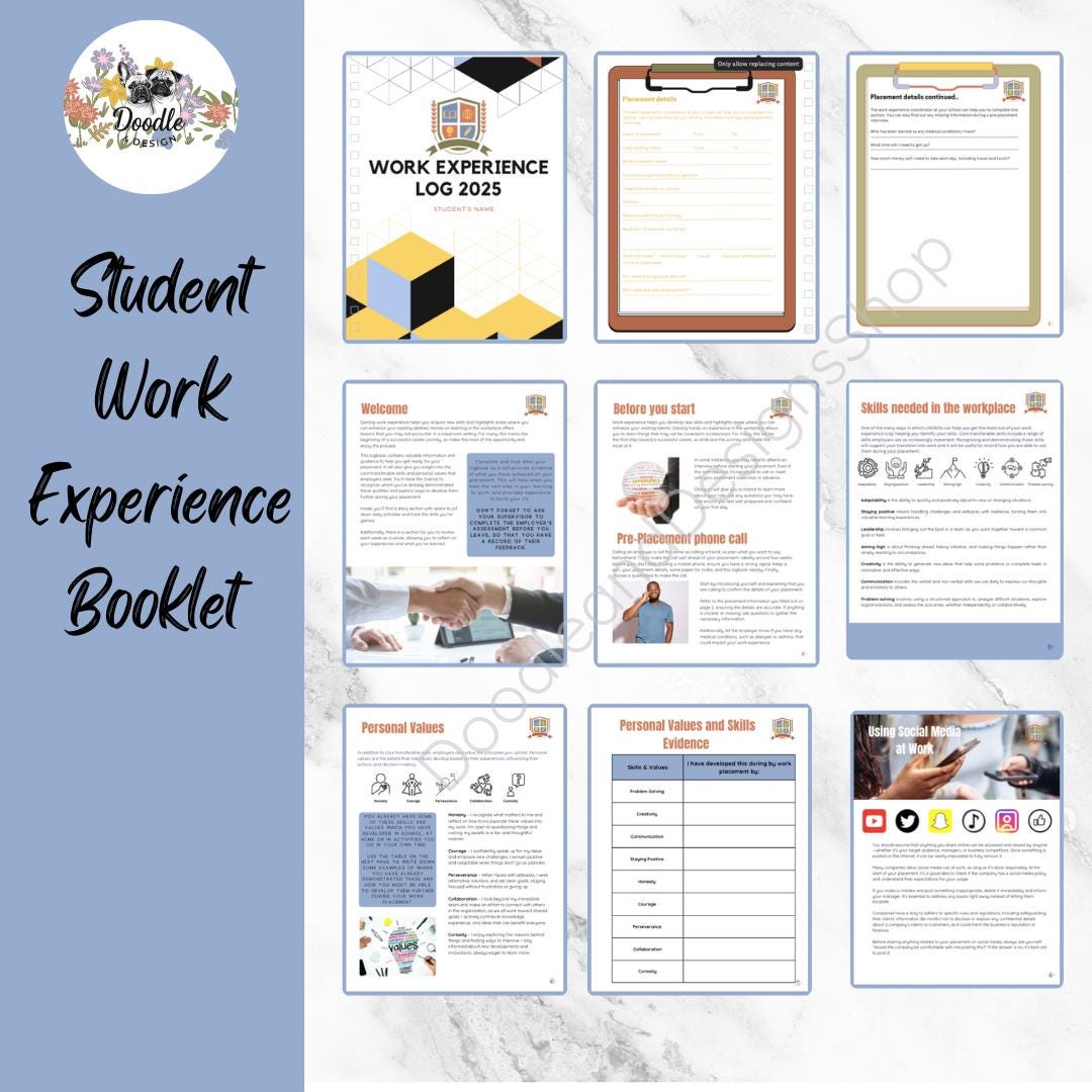 Student Work Experience Logbook / Workbook. School Work Experience ...