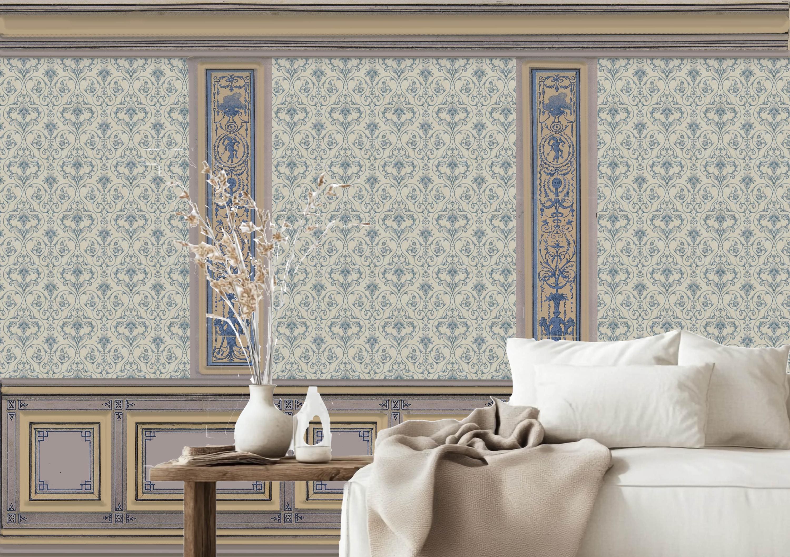 DOLLHOUSE Printable 1/12 Scale WALLPAPER With Painted Panels Digital ...