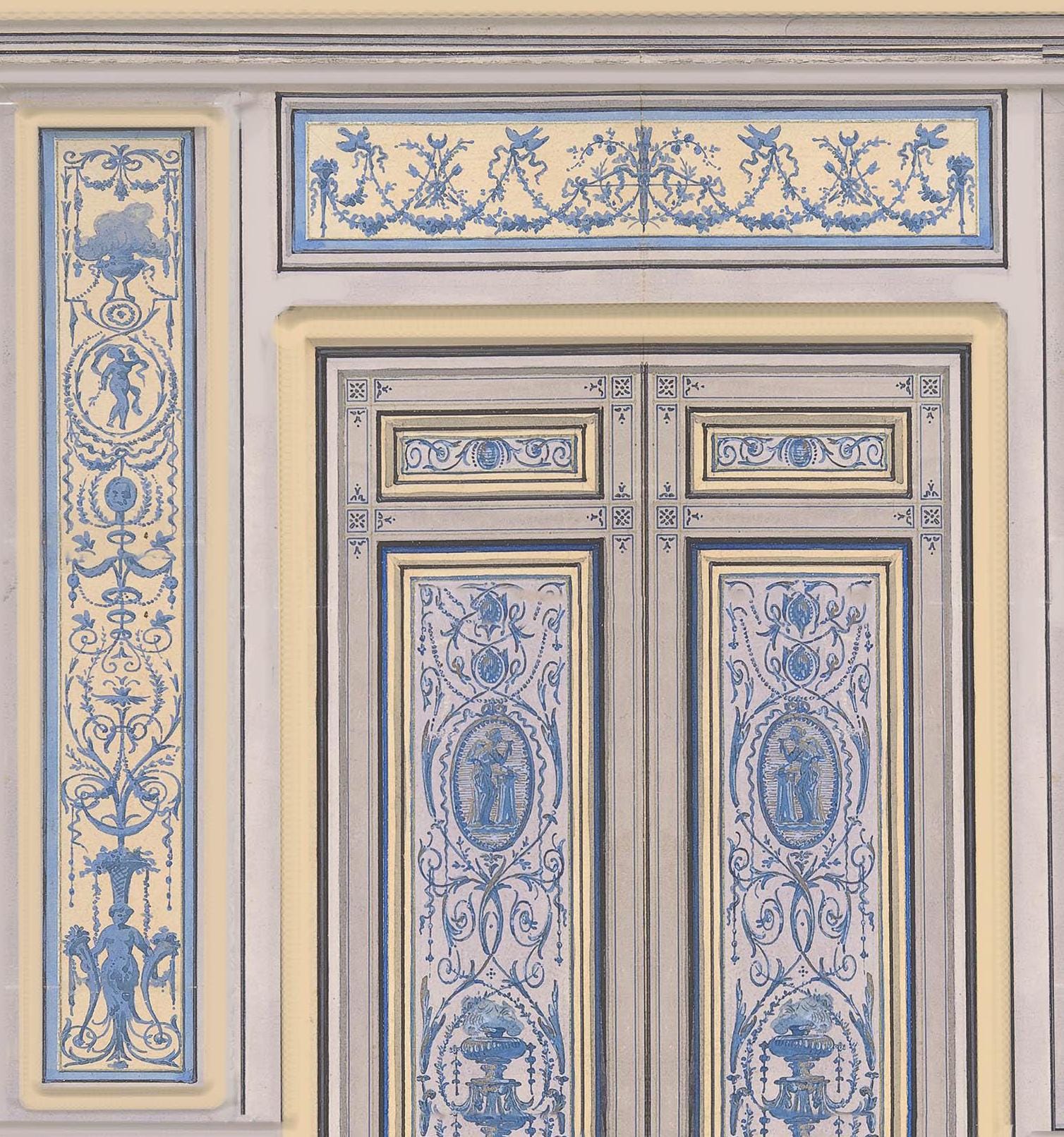 DOLLHOUSE Printable 1/12 Scale WALLPAPER With Painted Panels Digital ...
