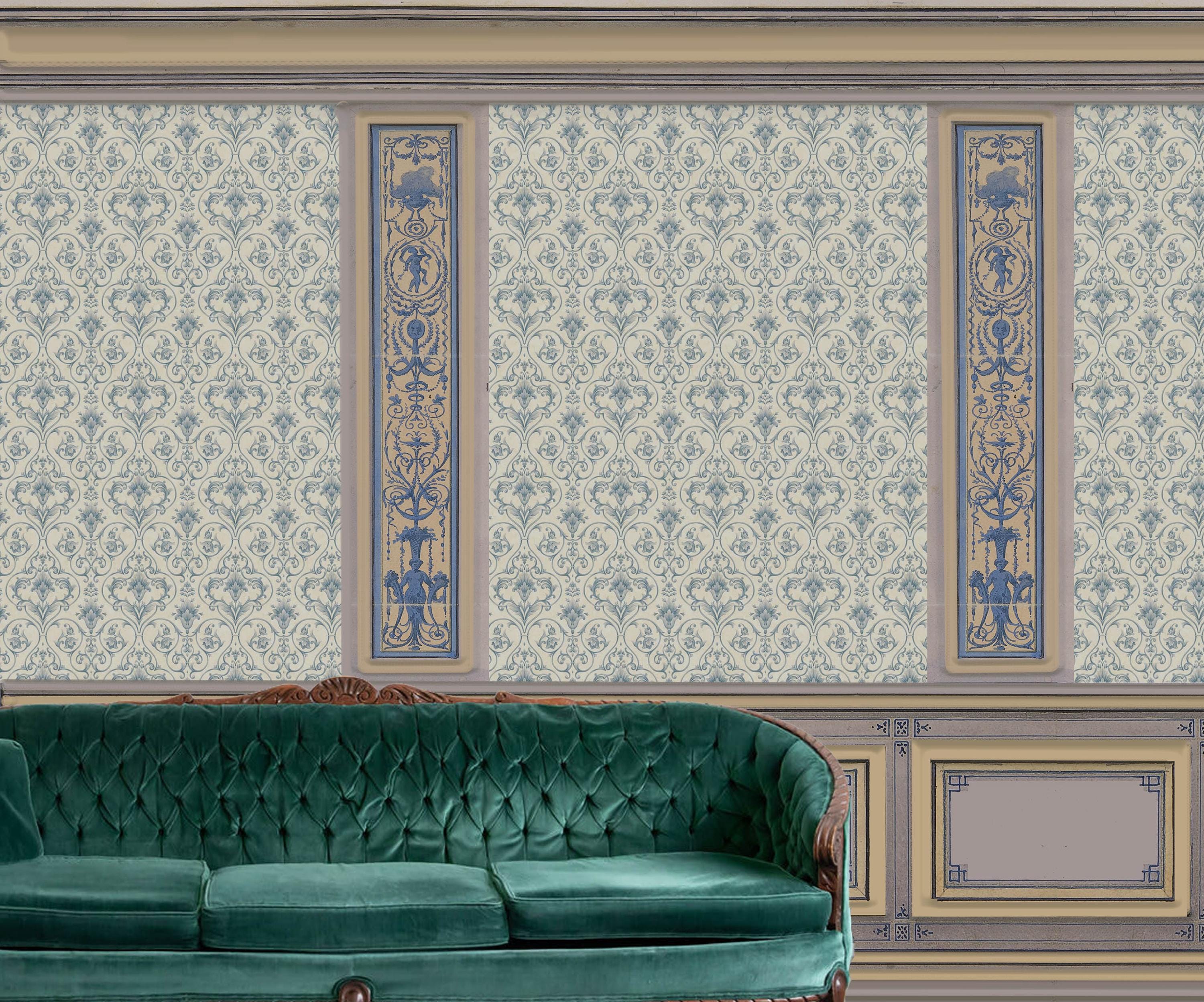 DOLLHOUSE Printable 1/12 Scale WALLPAPER With Painted Panels Digital ...