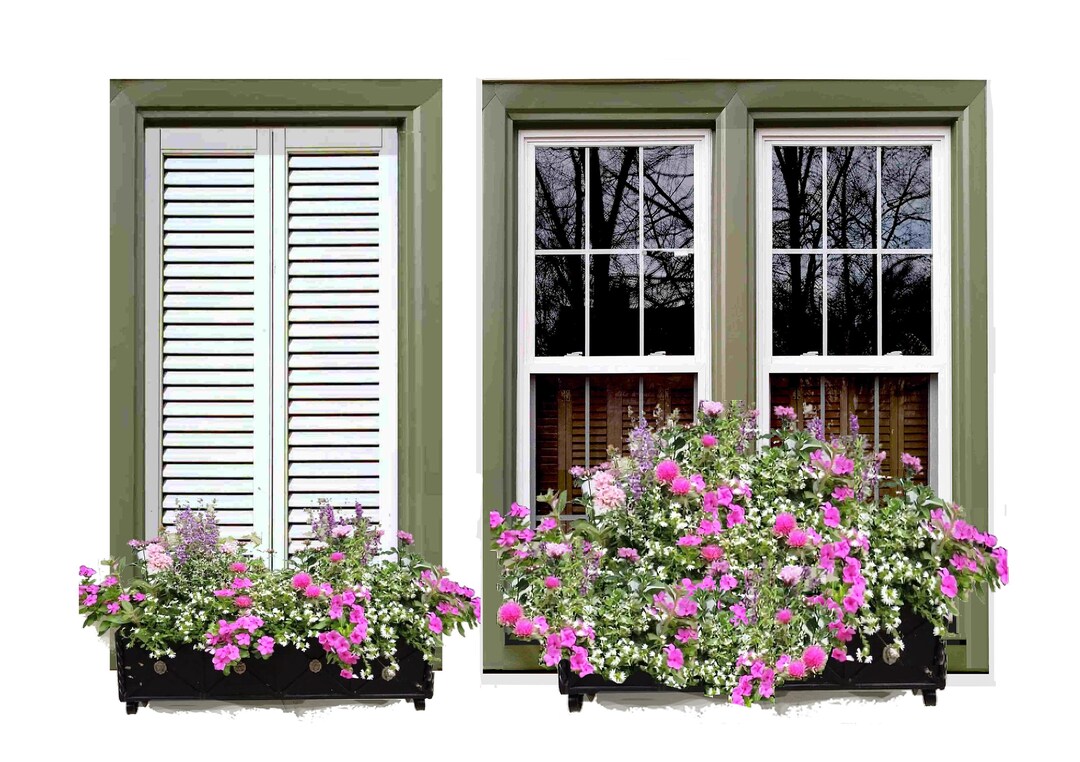 Exterior Dollhouse WINDOW Printable, Miniature Windows 1/6 Flowers Box ...