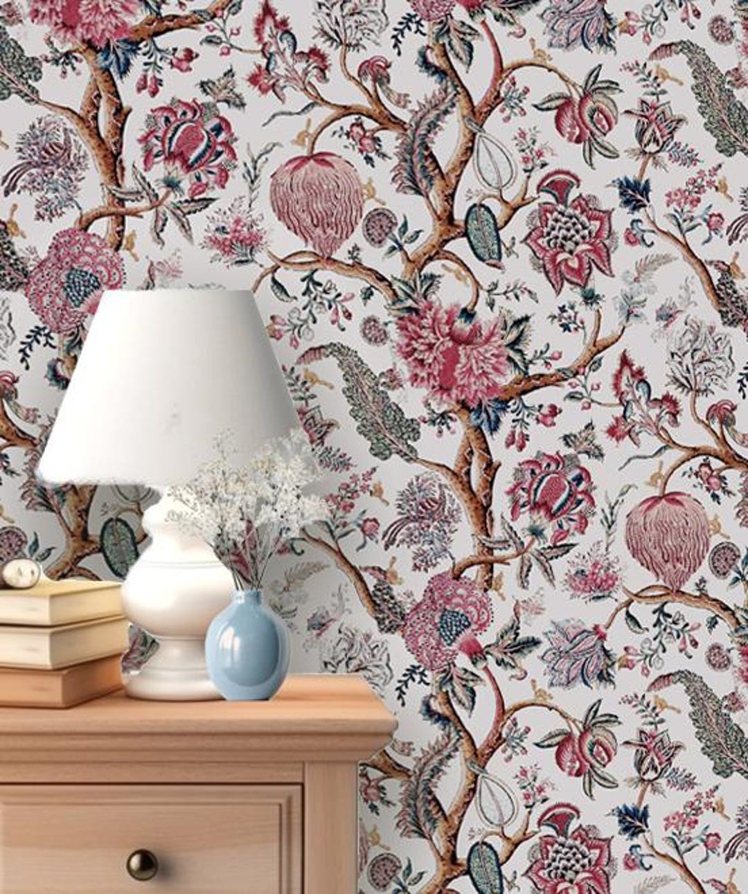 Parrot Floral Victorian WALLPAPER, Miniature Seamless Tropical Pattern ...