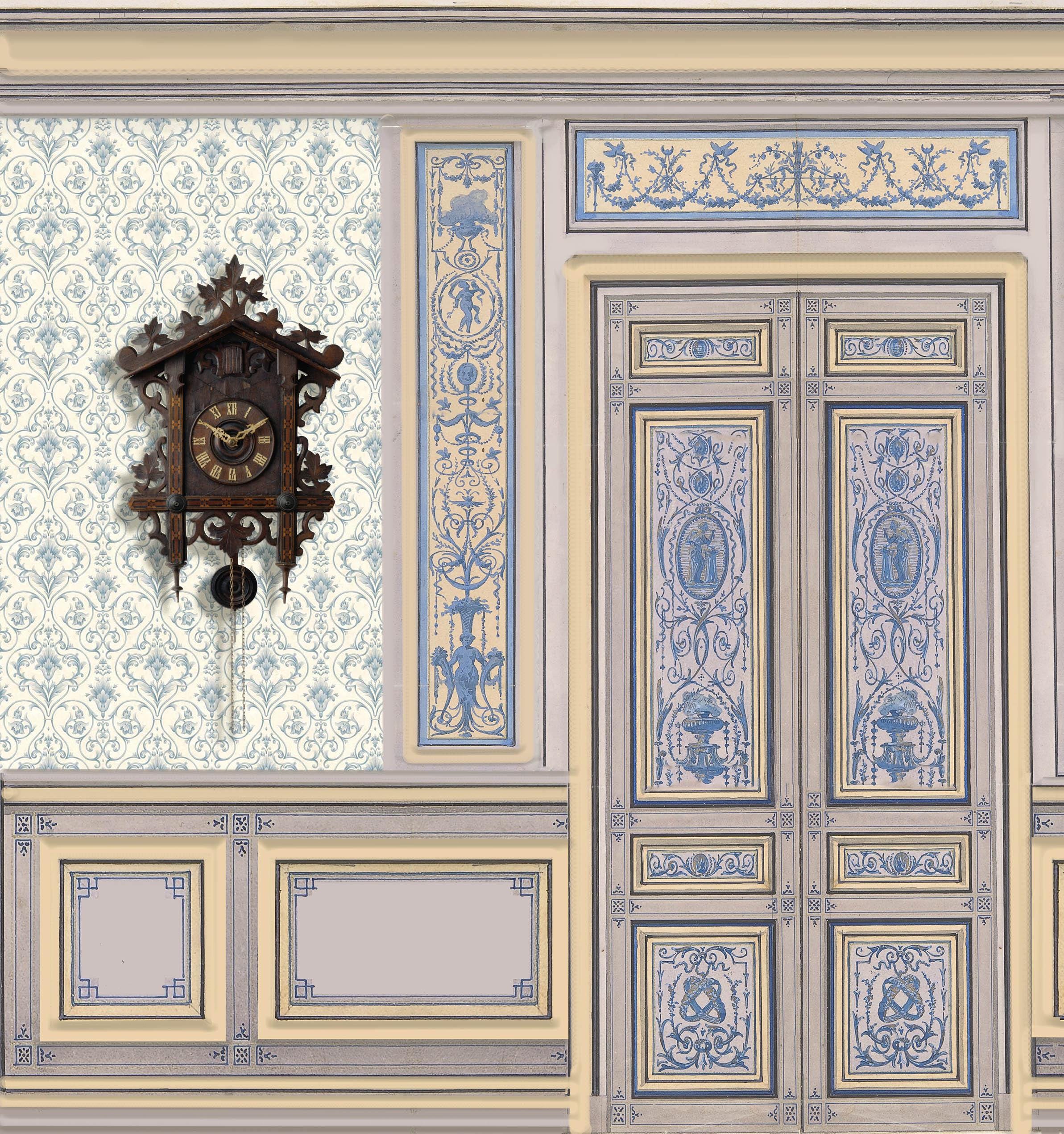 DOLLHOUSE Printable 1/12 Scale WALLPAPER With Painted Panels Digital ...