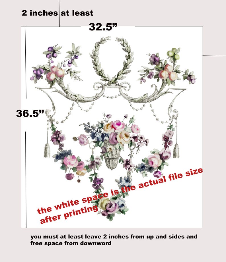 Mural Rococo Wall Painted Panel Printable, Rococo French Border, for ...