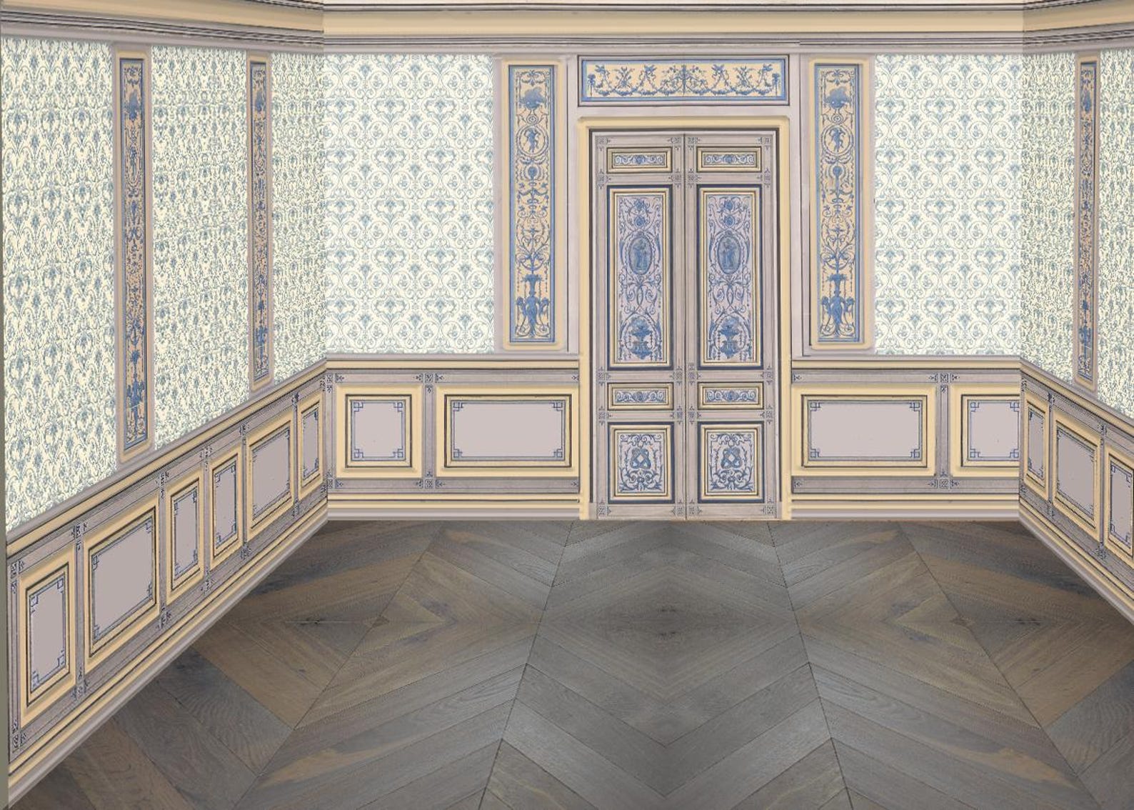 DOLLHOUSE Printable 1/12 Scale WALLPAPER With Painted Panels Digital ...