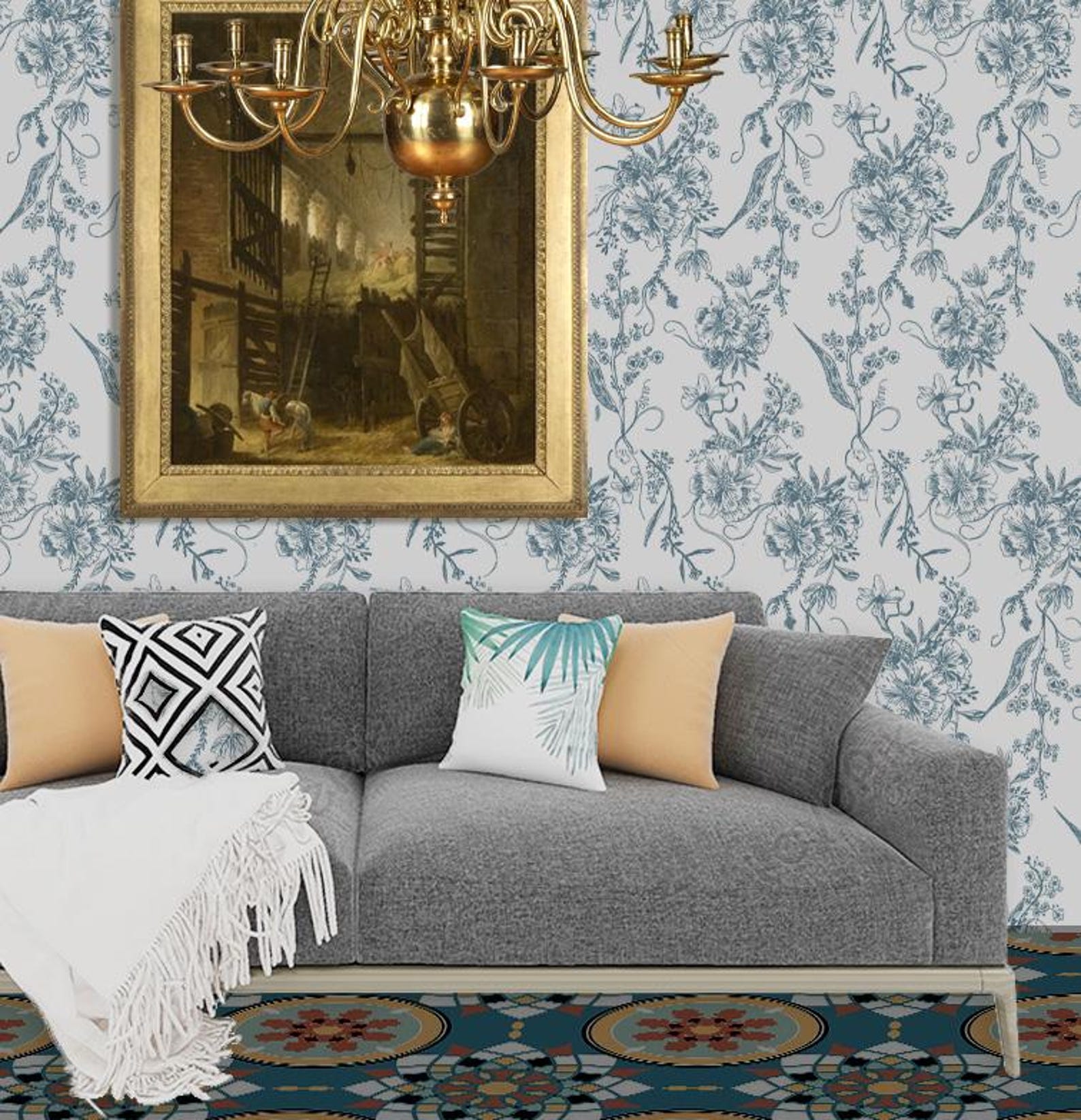 Floral New Classic Dollhouse Wallpaper Digital Download - Vintage Charm ...