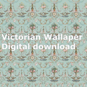 Damask DOLLHOUSE Printable 1/12 WALLPAPER, Victorian Decor Digital ...