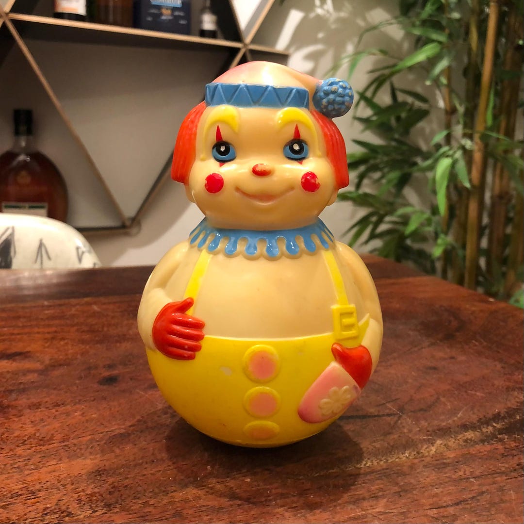 Vintage C. 1972 Weighted Plastic Circus Clown Baby Toddler Roly-poly ...