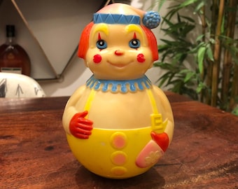 Mid Century 1960's Weighted Plastic 9.25" Circus Clown Roly-poly Toy ...