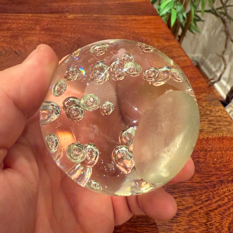 Vintage Clear Bubble Glass Orb Paperweight - Desk Office Accessories ...