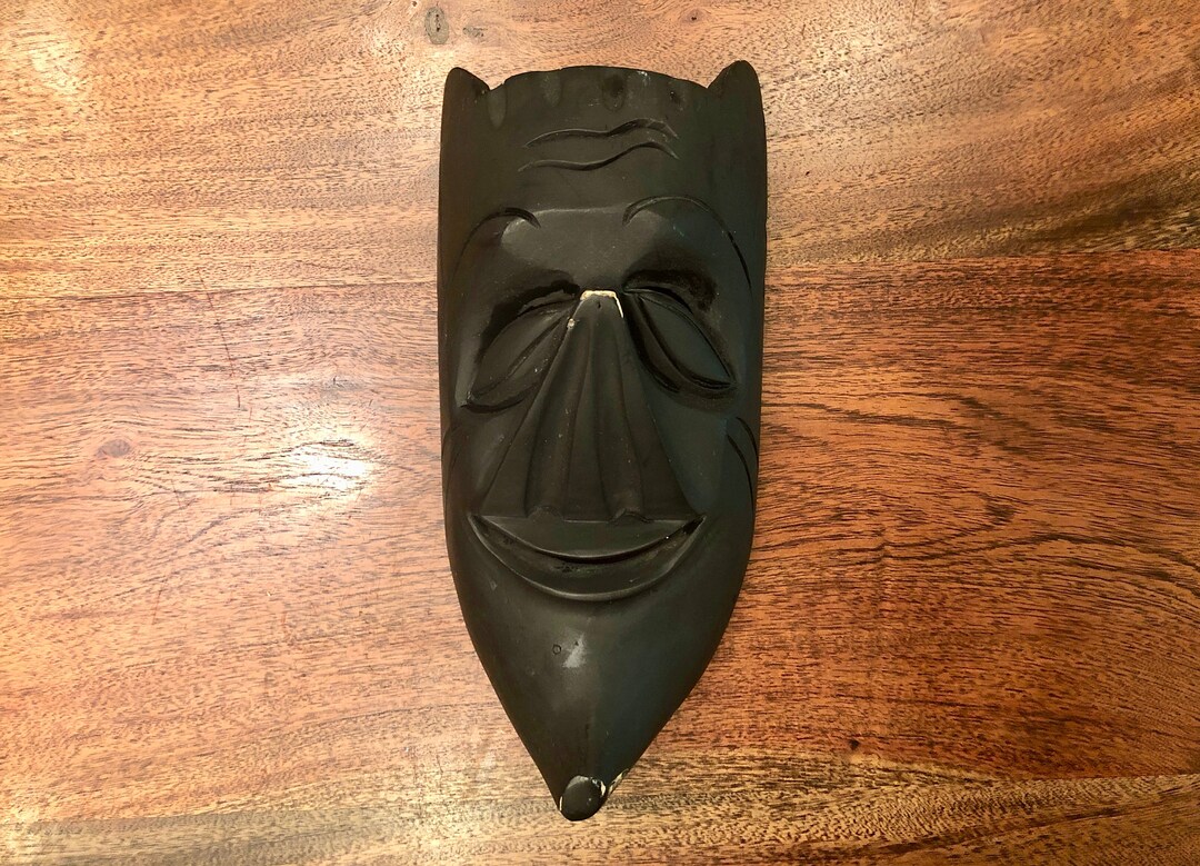 Mid Century 1960s Hand Carved Wooden Primitive Style Hawaiian Tiki Mask ...