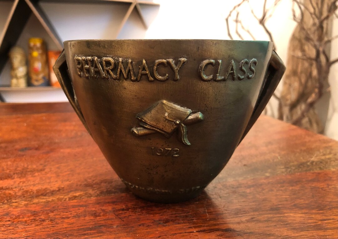 Vintage C. 1972 Heavy Cast Metal Rx Mortar Laboratory Bowl Pharmacy ...