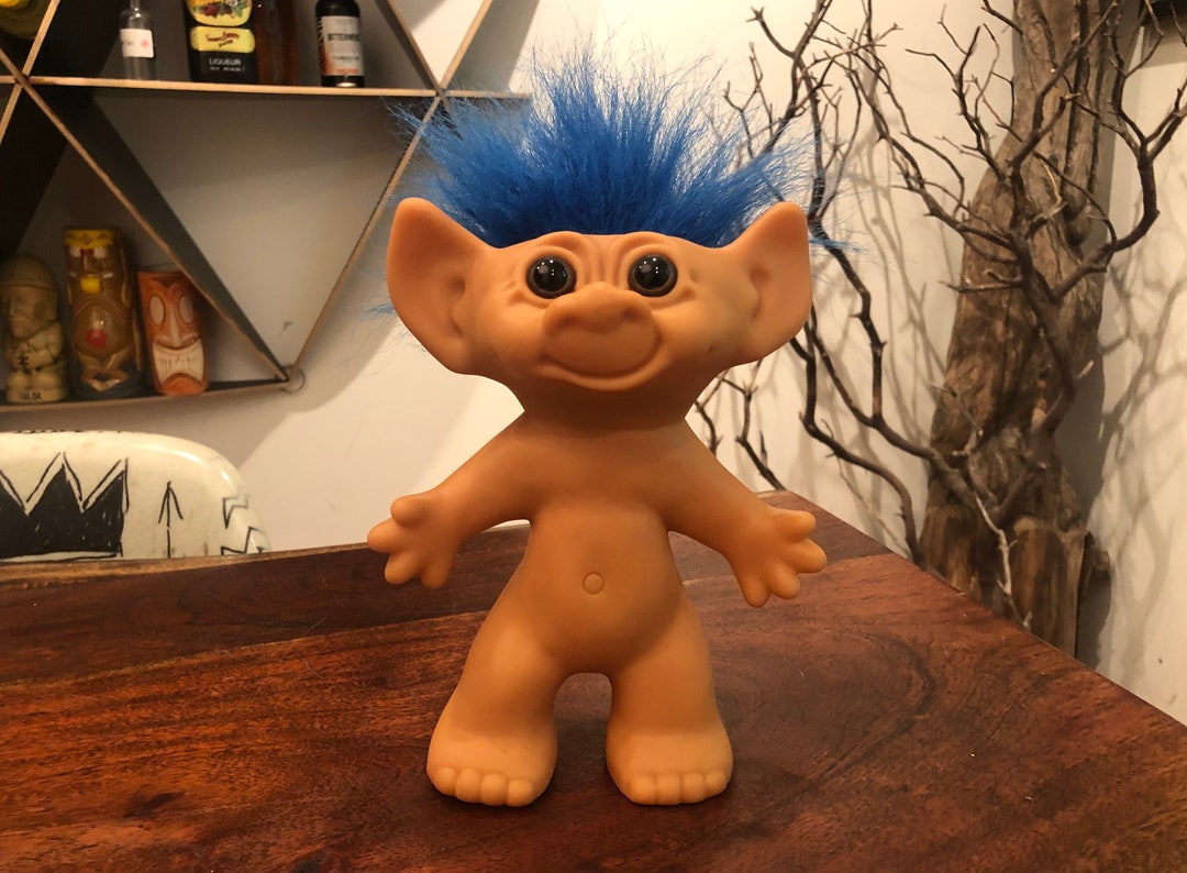 Vintage Uneeda Rubber Troll Doll With Blue Hair 8 Tall Without the Hair ...