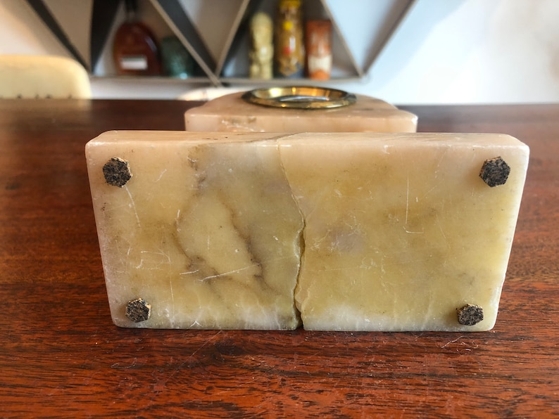 Antique 1920's Art Deco Tan Marble Desk / Mantle Clock - Etsy