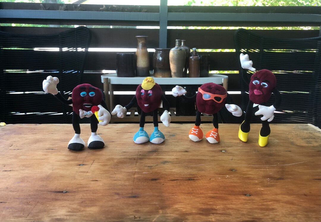 Set of 4 Vintage C. 1988 Bendable Plush California Raisins Musical Band ...