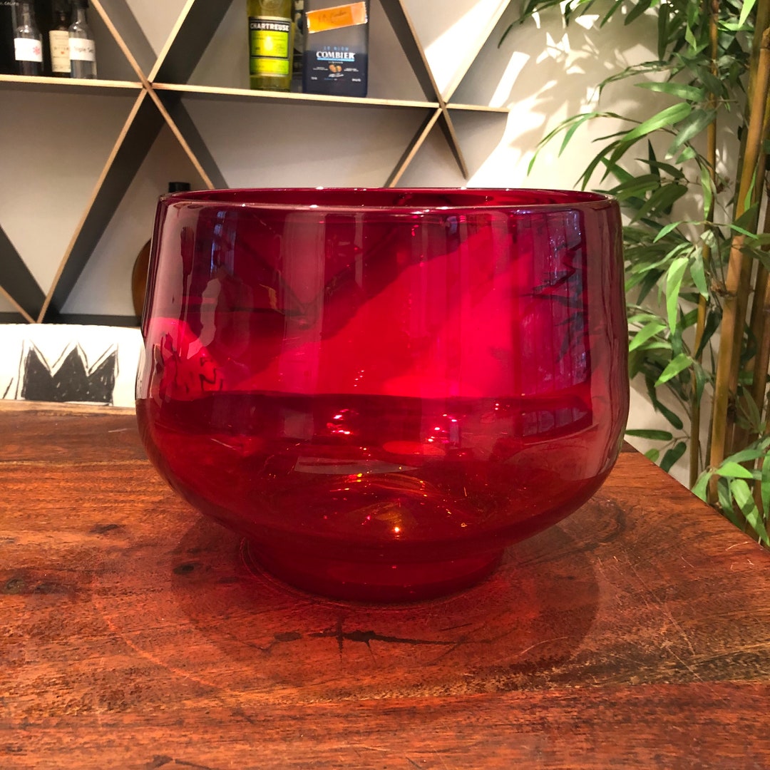 Vintage Blenko Hand Blown Thick Solid Glass Tangerine Bowl With Pontil ...