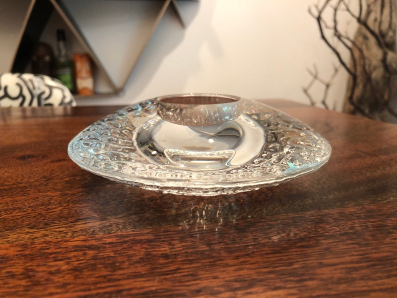 Vintage Orrefors Sweden Discus Shaped Crystal Tea Light Candleholder ...