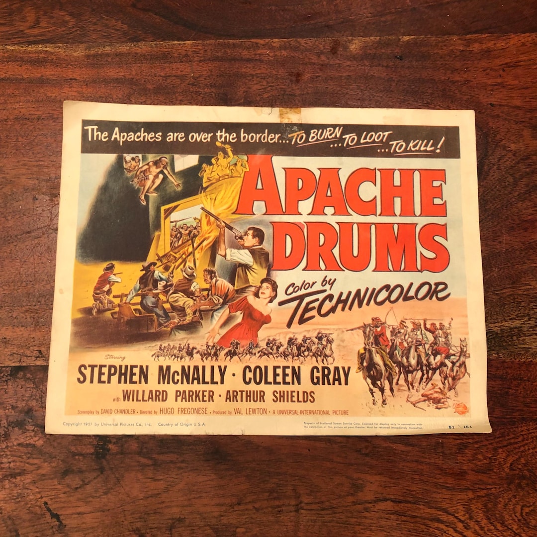 Mid Century C. 1951 APACHE DRUMS Original 14 Movie Poster Starring ...
