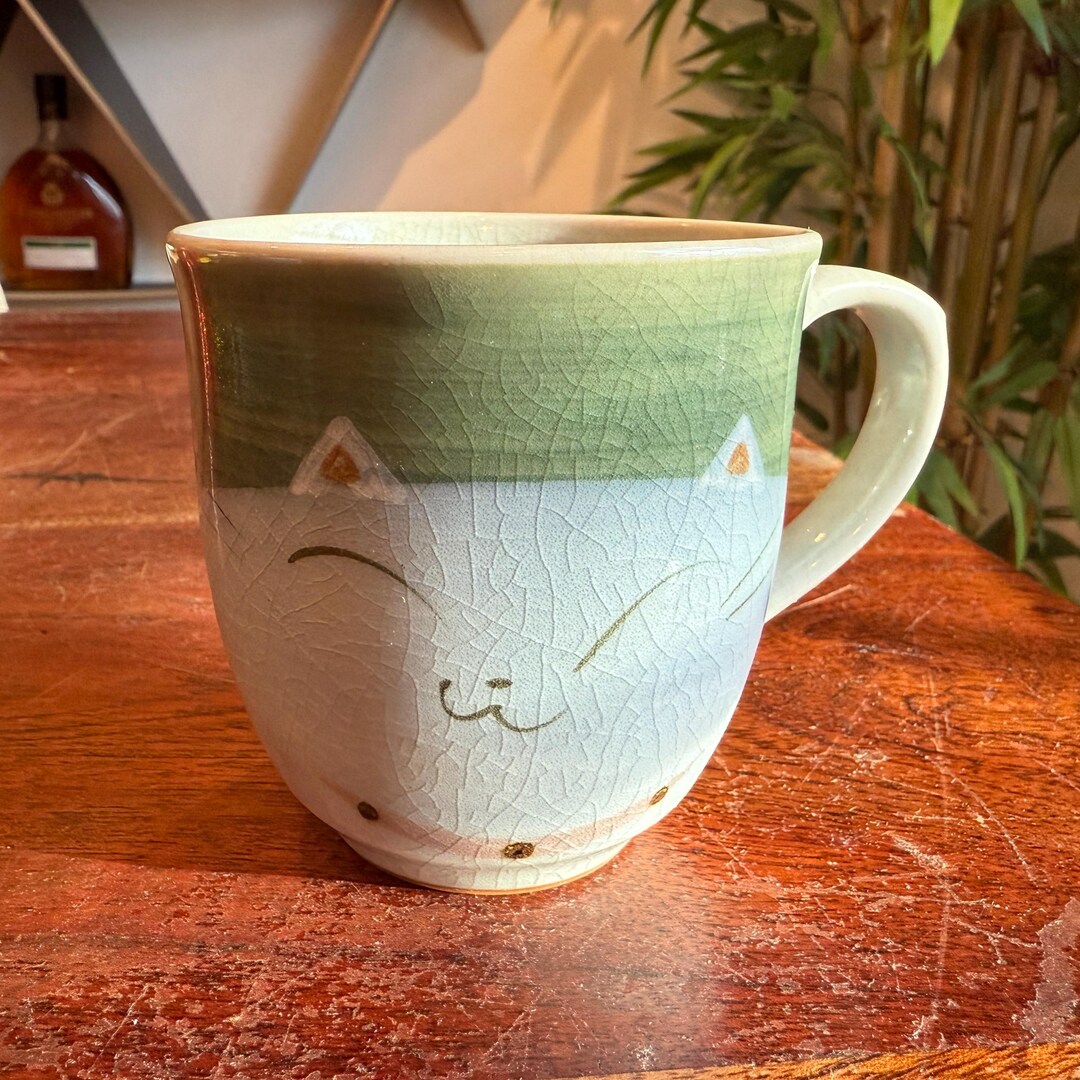 Vintage Japanese Matsumoto-toki White Smiling Cat Porcelain 8 Oz ...