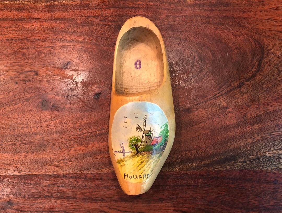 Mid Century Dutch Wooden Shoe Souvenir With Hand Painted Windmill ...