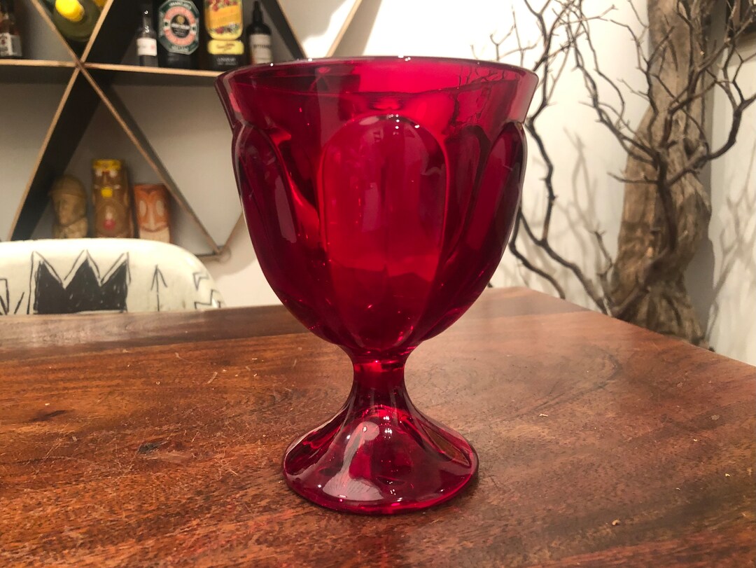 Mid Century Ruby Red Pedestal Candy Dish - Vintage Glass Candy Bowl - Etsy