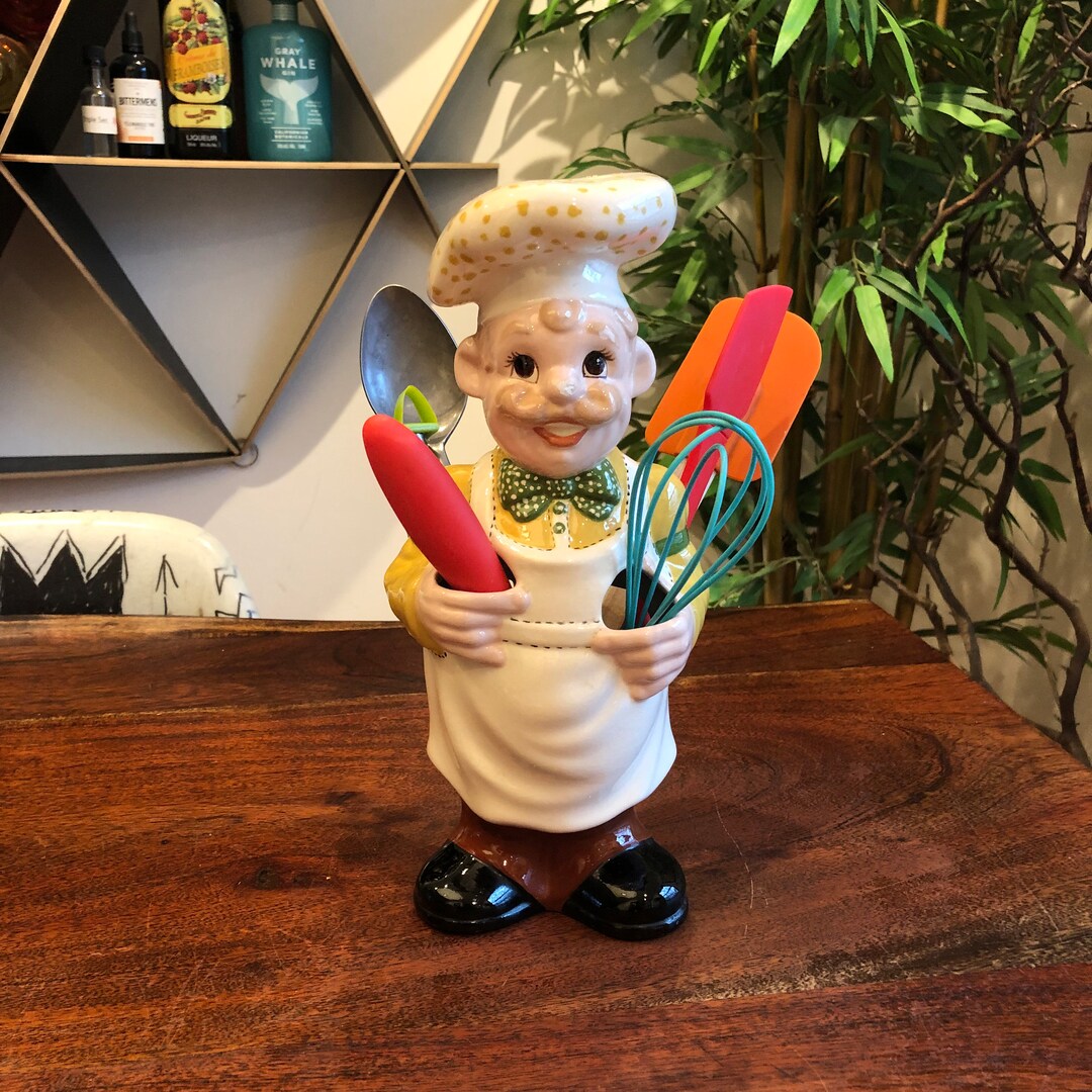 Vintage C. 1981 Signed & Hand Painted Chef Ceramic Kitchen Utensil ...