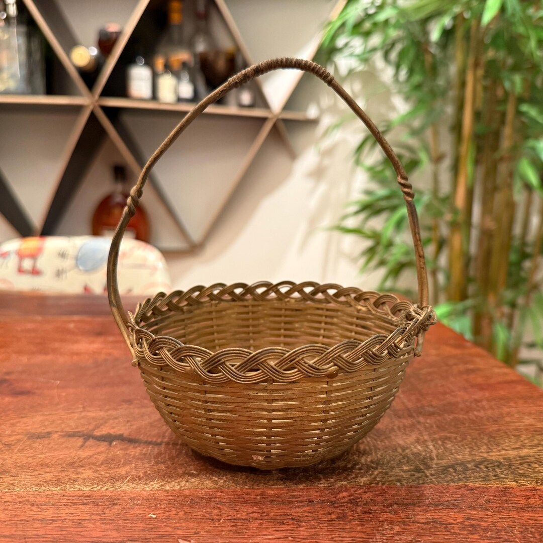 Antique 1800's German Made Miniature Brass Woven Metal Candy Basket ...