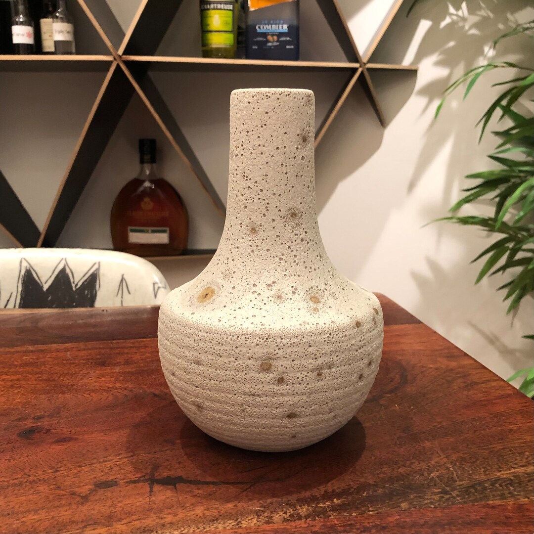 Vintage Mod White Pitted Ceramic Pottery Vase Modern Home Decor - Etsy
